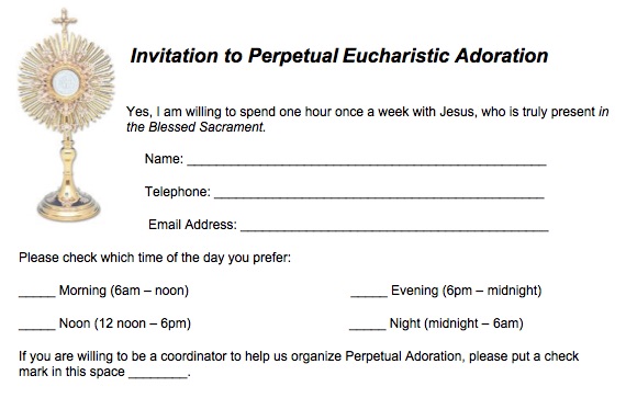 Invitation one copy – APOSTOLATE OF EUCHARISTIC ADORATION