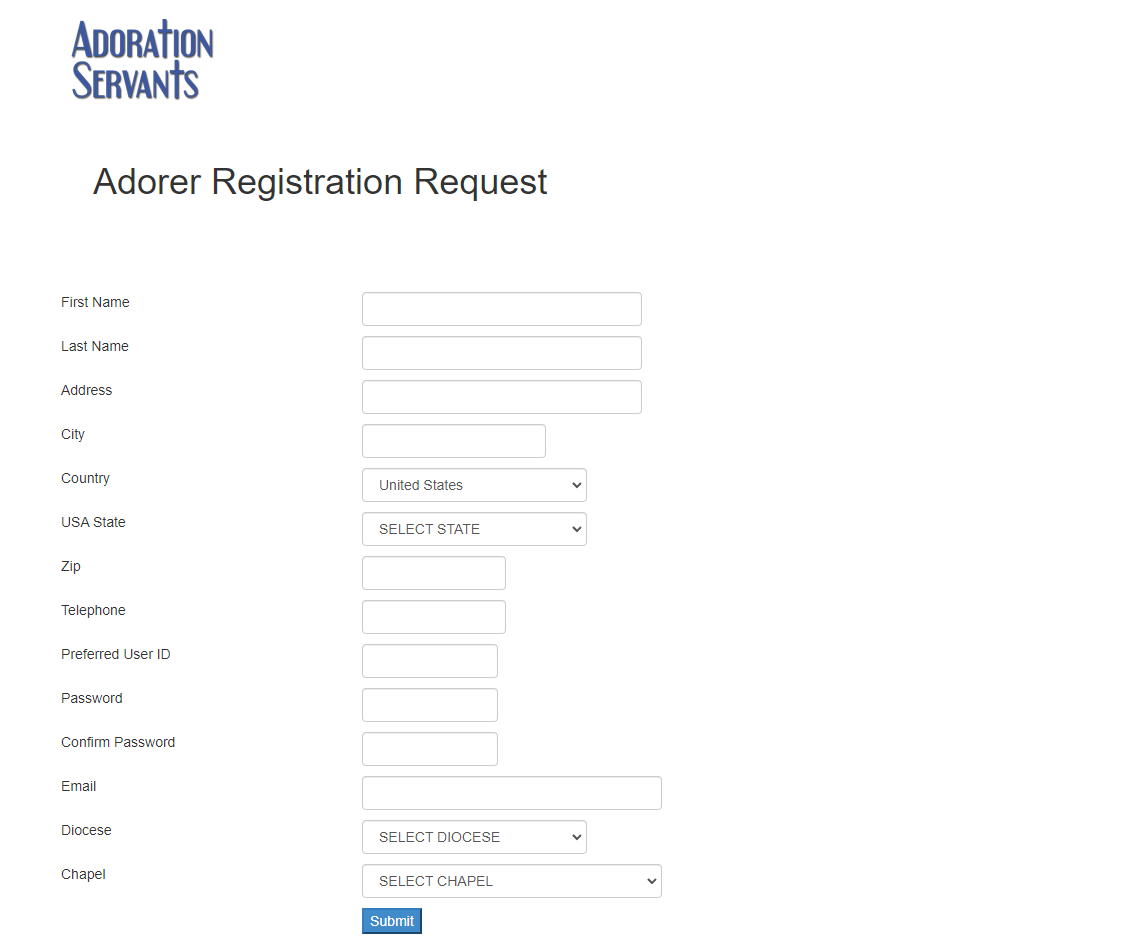 Online adoration sign-up request – APOSTOLATE OF EUCHARISTIC ADORATION